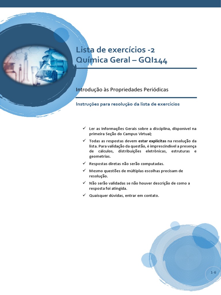 Lista de Exercícios 2 - Propriedades Periódicas | PDF | Tabela ...