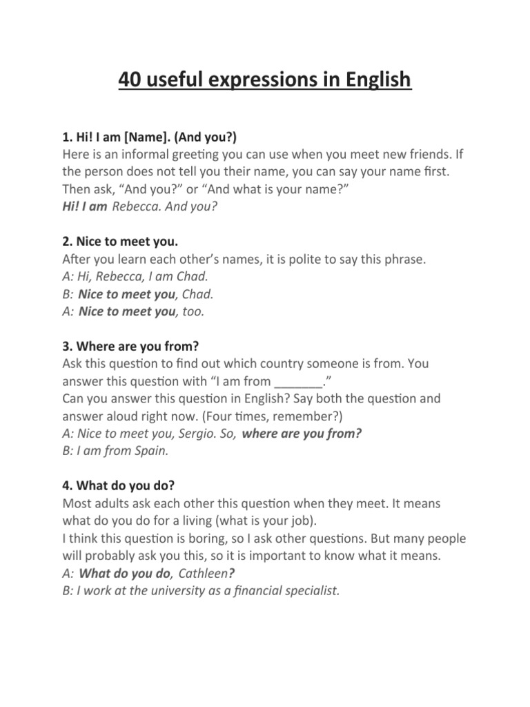 40 Essential English Expressions | PDF | Language Mechanics | Human ...