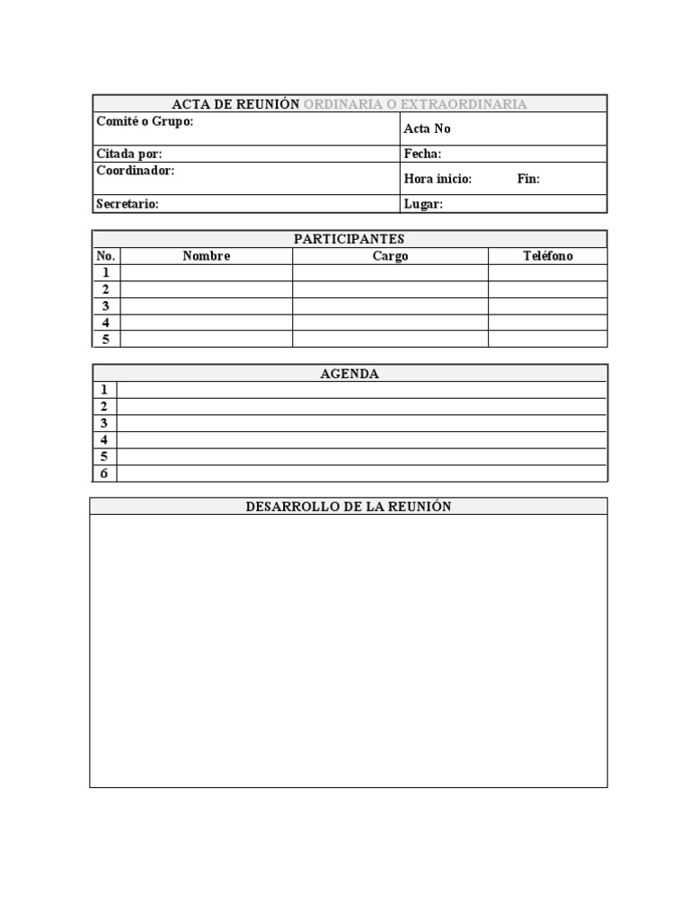 Formato Acta de Reunion | PDF