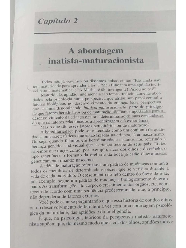 Cap.2 - A Teoria Inatista-Maturacionista | PDF