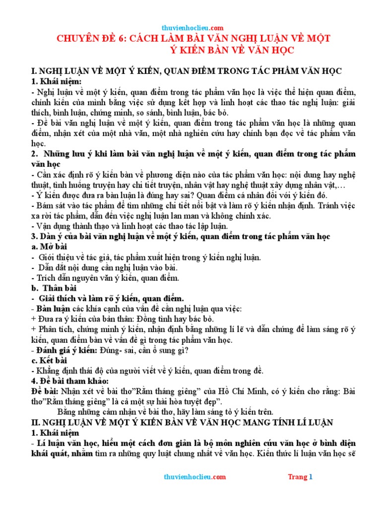 Chuyen de 6 Cach Lam Bai Van Nghi Luan | PDF