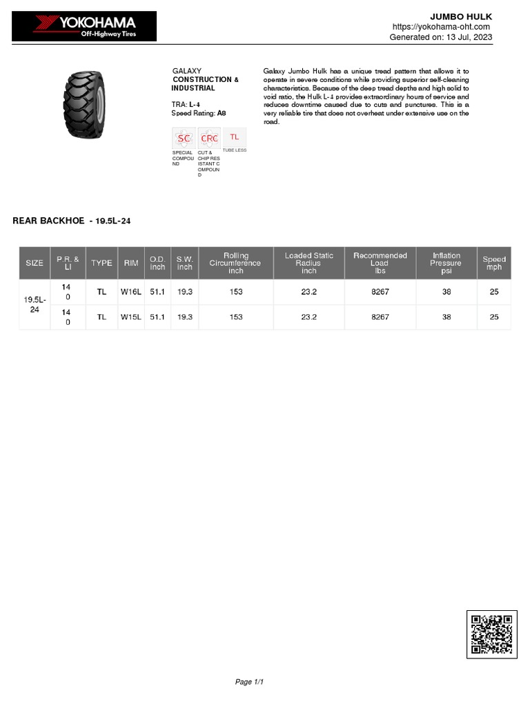Galaxy Jumbo Hulk Tire Features | PDF