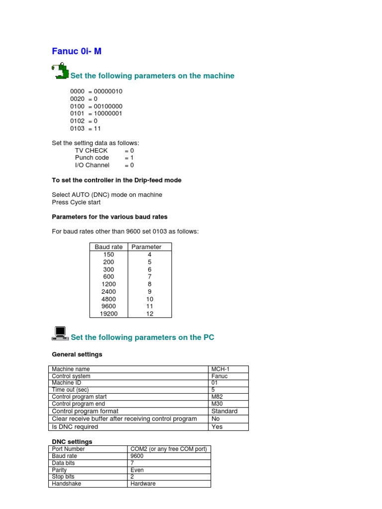 Fanuc RS232 DNC Setup Guide | PDF | Computers