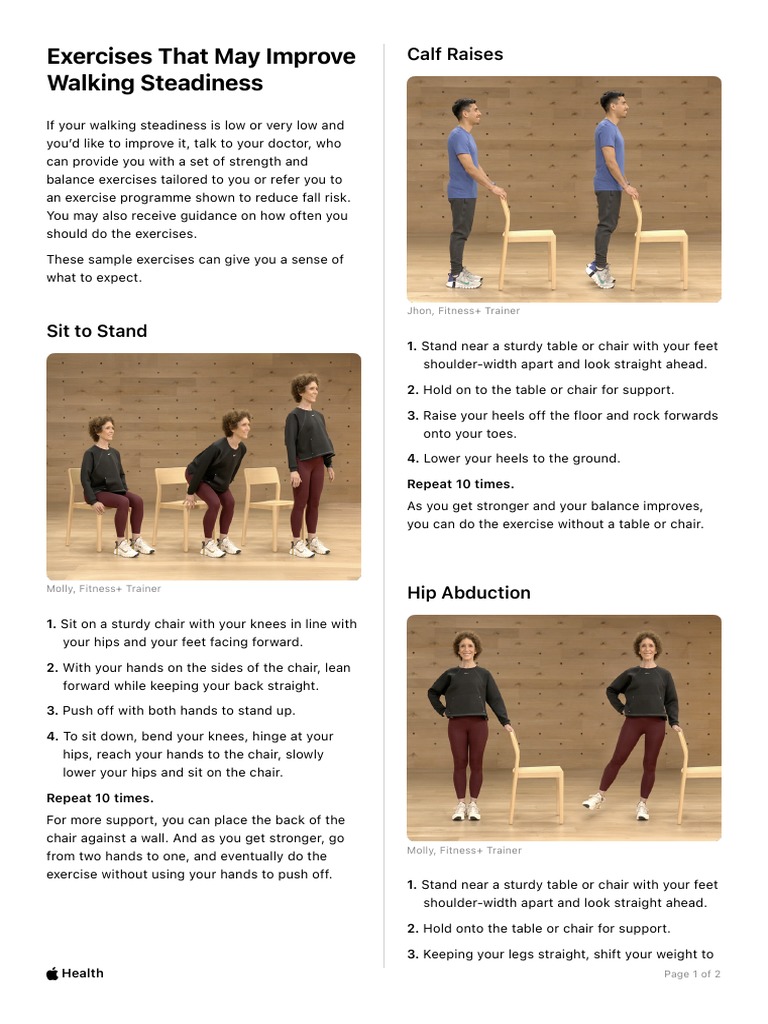 Health - Exercises That May Improve Walking Steadiness | PDF | Foot ...