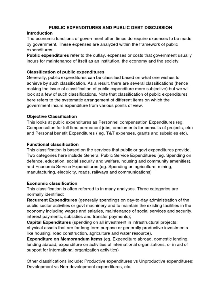 PUBLIC EXPENDITURES Notes | PDF | Debt | External Debt