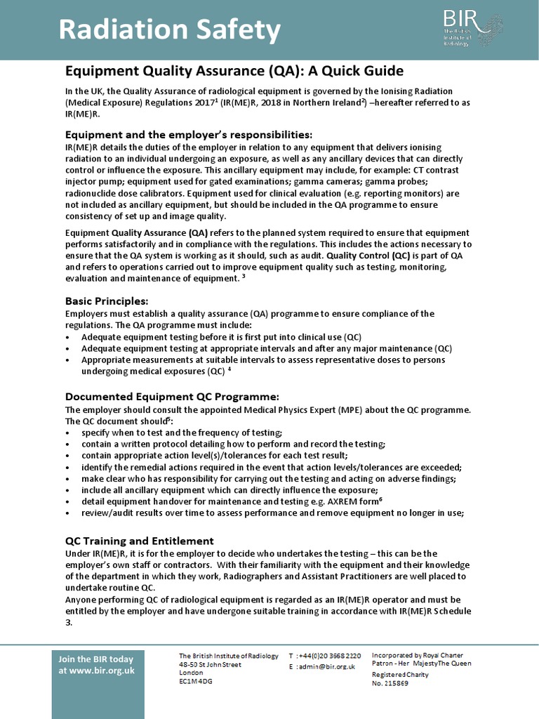 Radiological Equipment QA Guide | PDF | Quality Assurance | Radiology