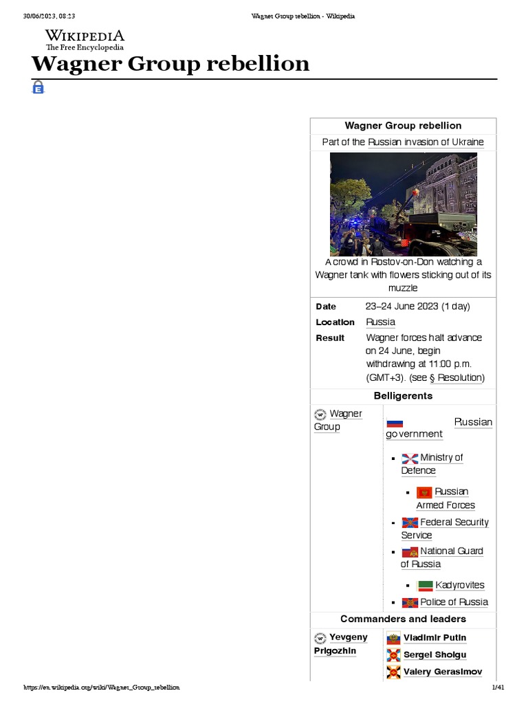Wagner Group Rebellion - CaseStudy | PDF | Vladimir Putin | World Politics