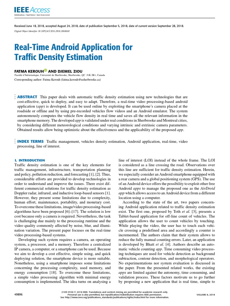 Real Time Android Application For Traffic Density Estimation Pdf Smartphone Android 