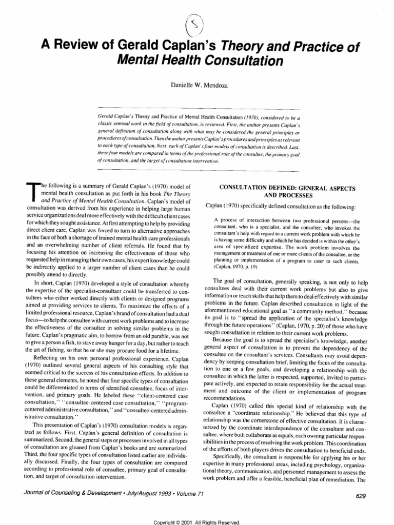 Caplan´s theory of consultation | PDF