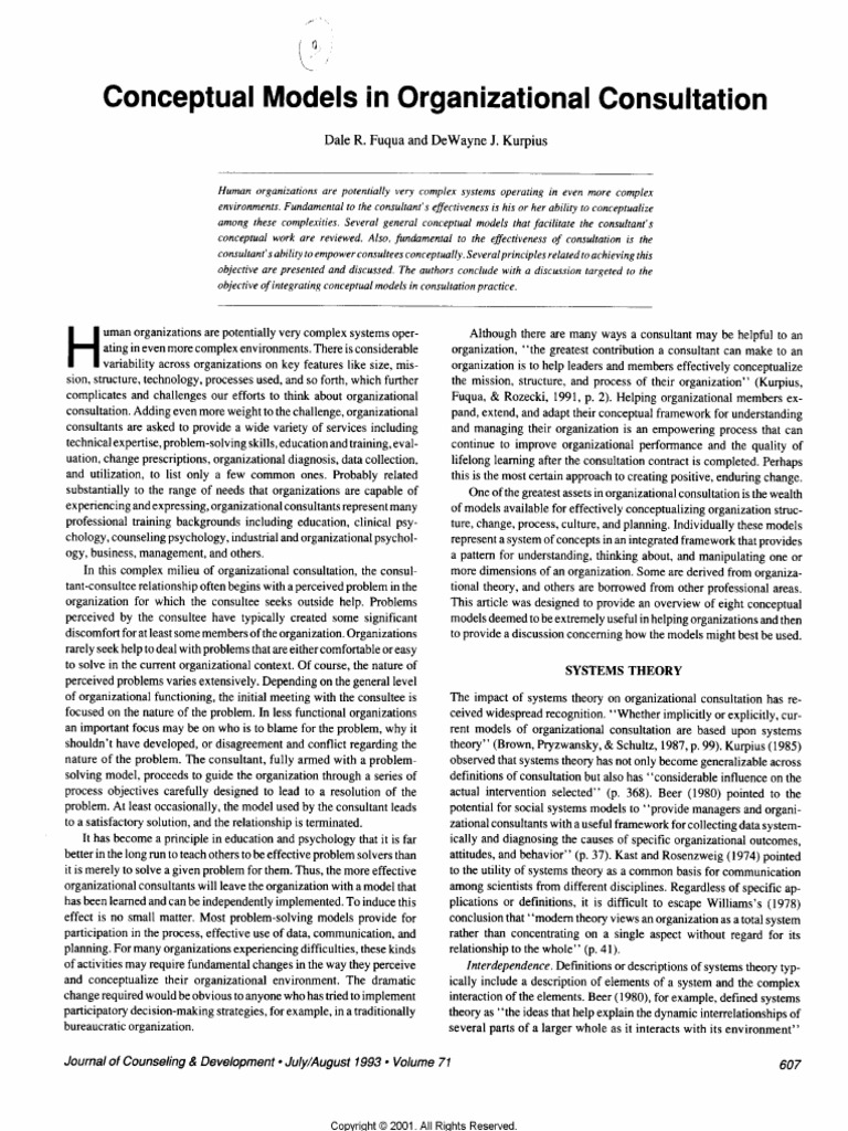 Models in Organizational Consultation | PDF