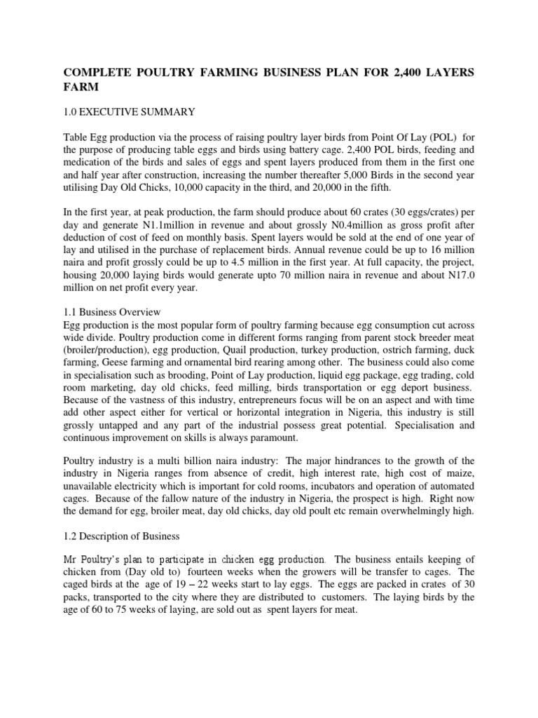 Complete Poultry Farming Business Plan F | PDF | Poultry Farming | Poultry