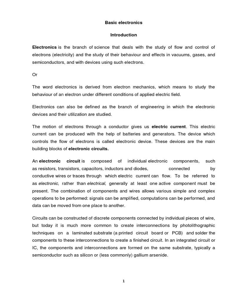 1 Basic Electronics P1 Notes | PDF | Electronic Circuits | Electronics