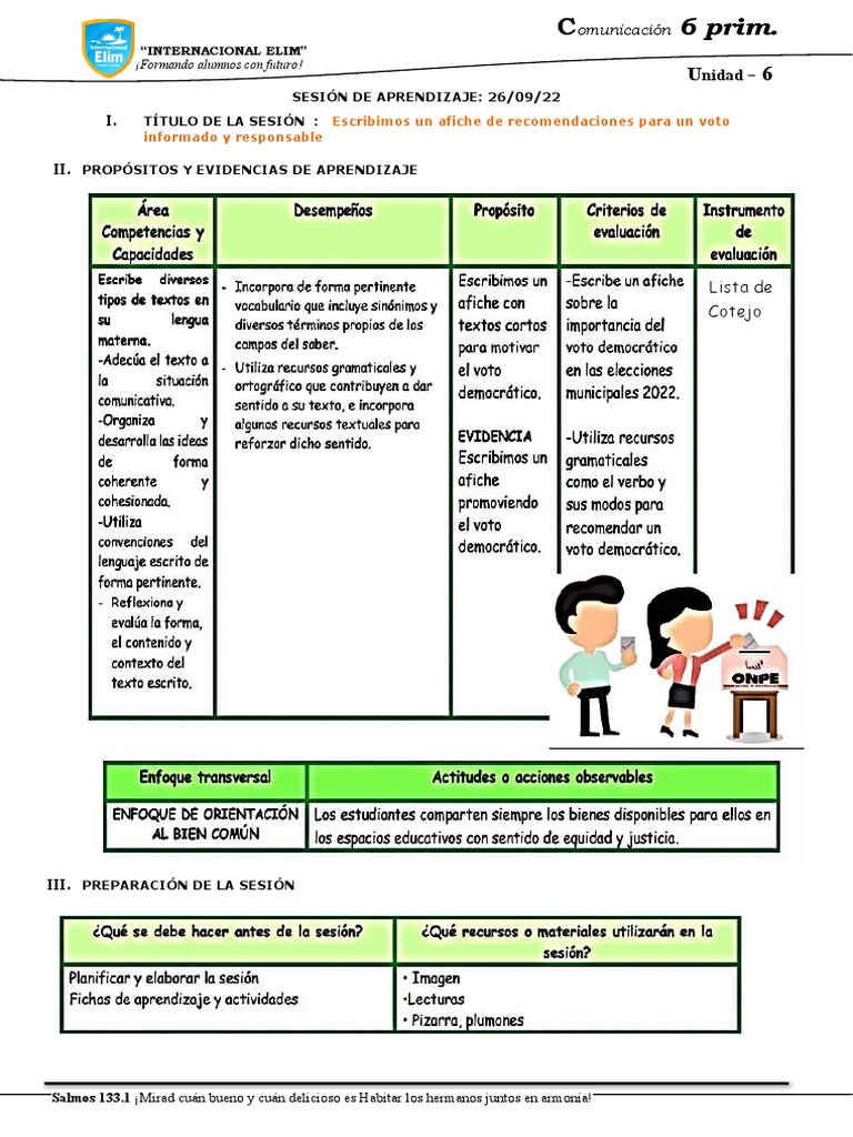 Sesión - Escribe - Afiche para Un Voto Responsable | PDF