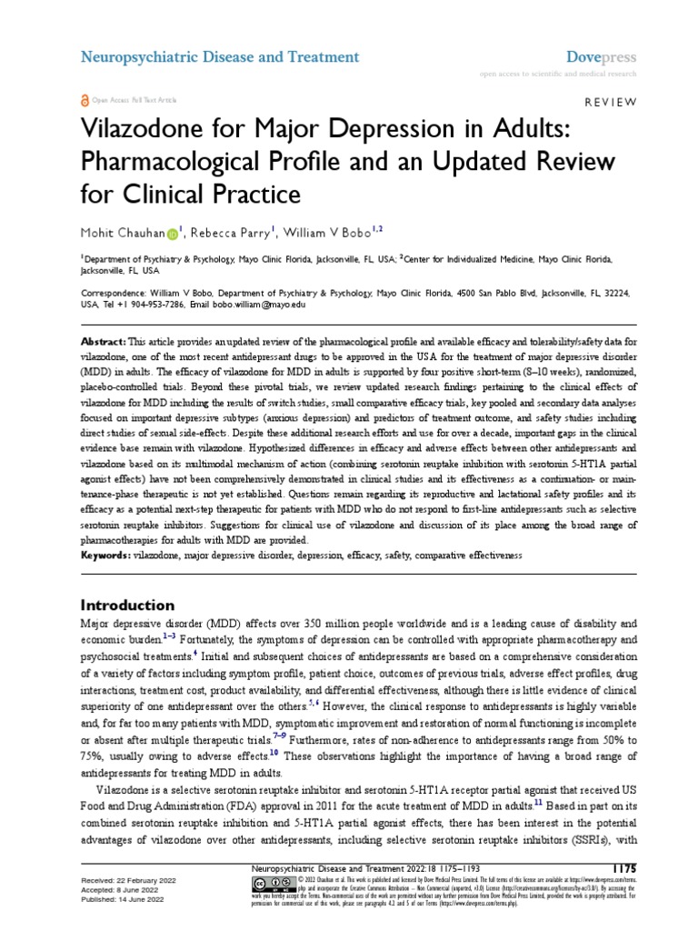 Vilazodone For Major Depression in Adults | PDF | Antidepressant ...