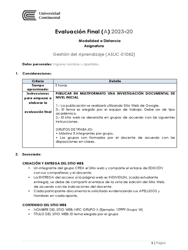 Evaluación Final GDA 2023-20 | PDF | Red mundial | Internet y web