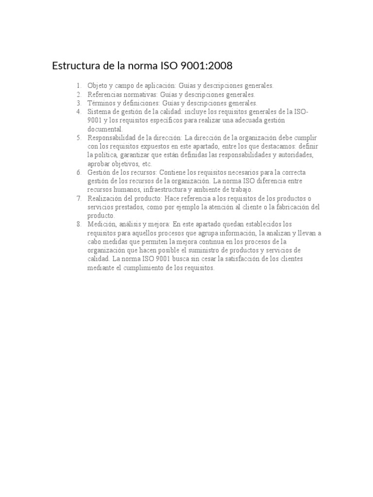 Estructura Iso 9001 | PDF