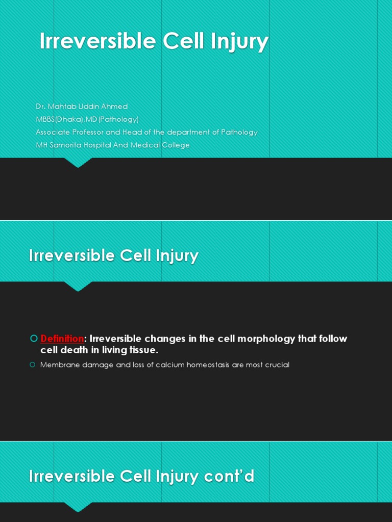 Irreversible Cell Injury by Prof Dr. Shahana Khatun | PDF