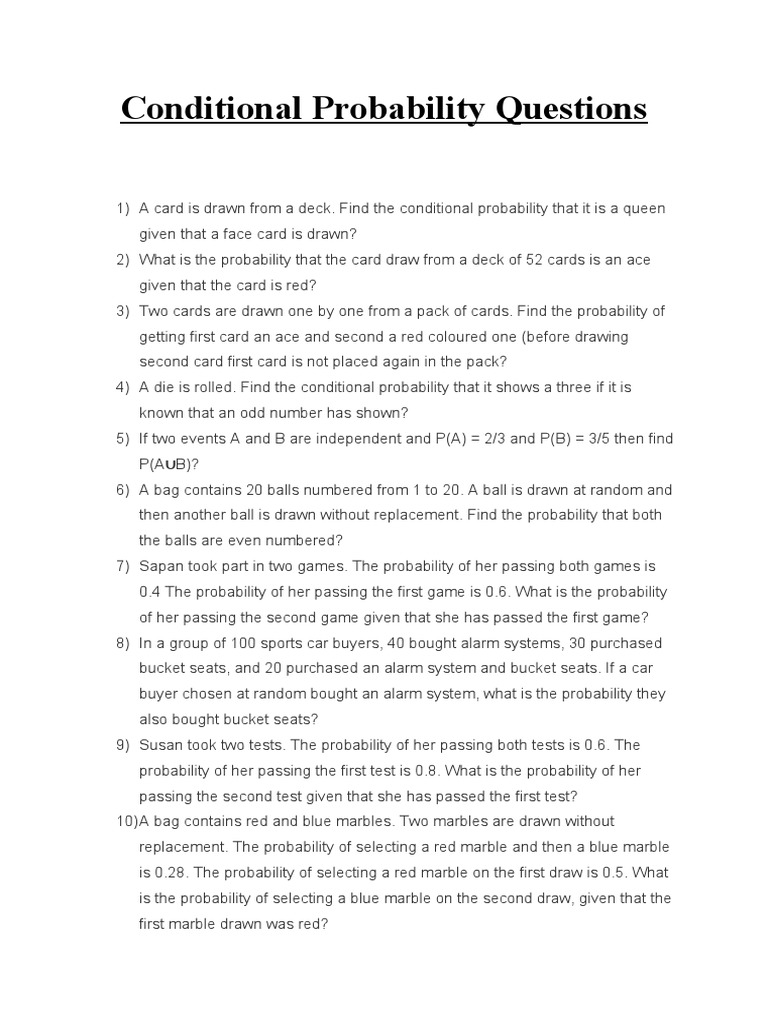 Conditional Probability Questions | PDF