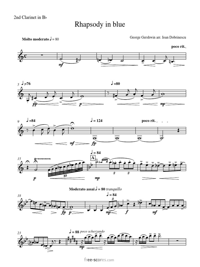 (Free Scores - Com) Gershwin George Rhapsody Blue Rhapsody Blue 2nd Clarinet PDF 38818 | PDF