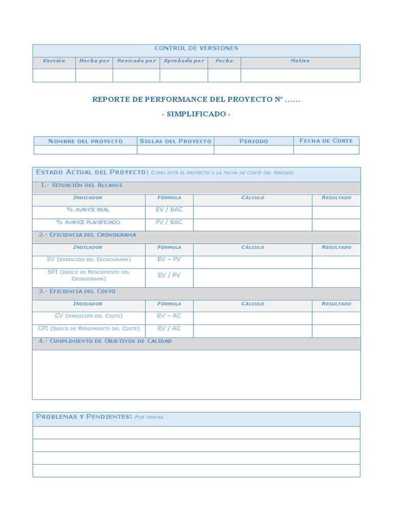 Reporte de Desempeño Del Proyecto | PDF