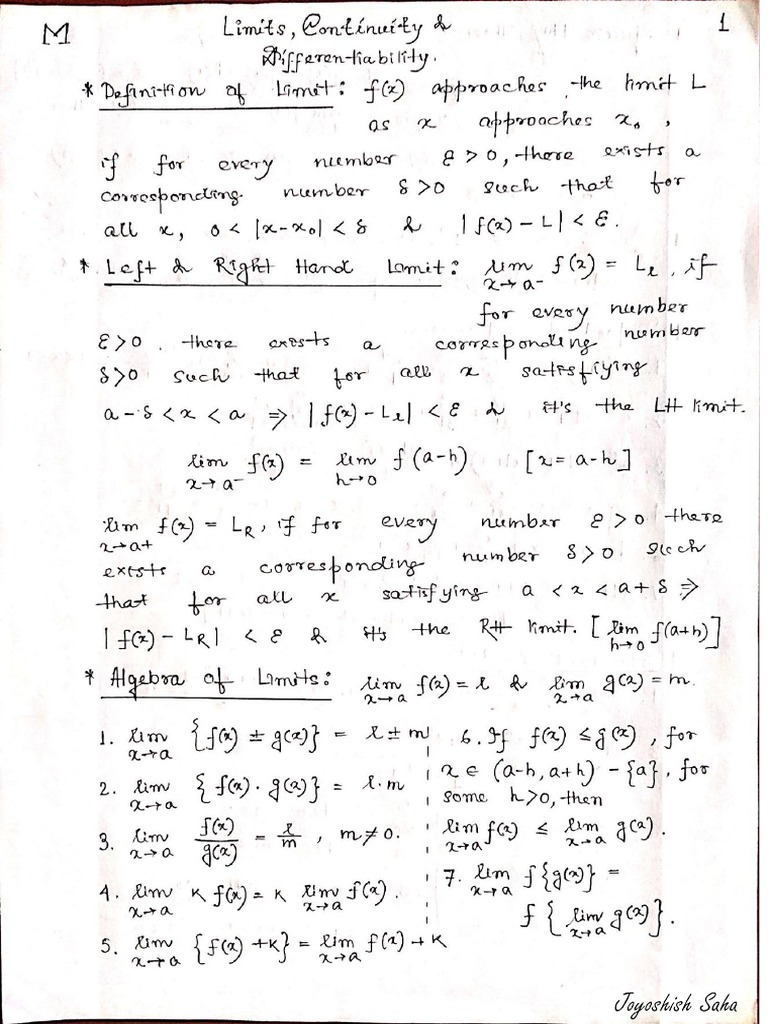 M Limits, Continuity - Differentiability | PDF