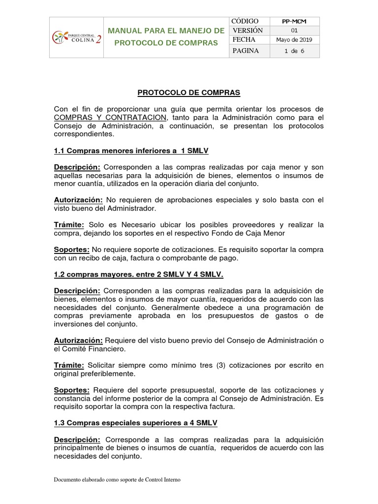 Protocolo de Compras | PDF | Presupuesto | Junta Directiva