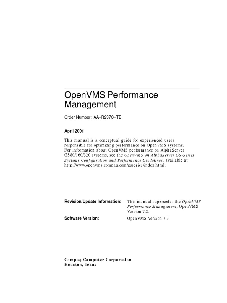 OpenVMS Performance Management Manual | PDF | Computer Science | Computer Hardware