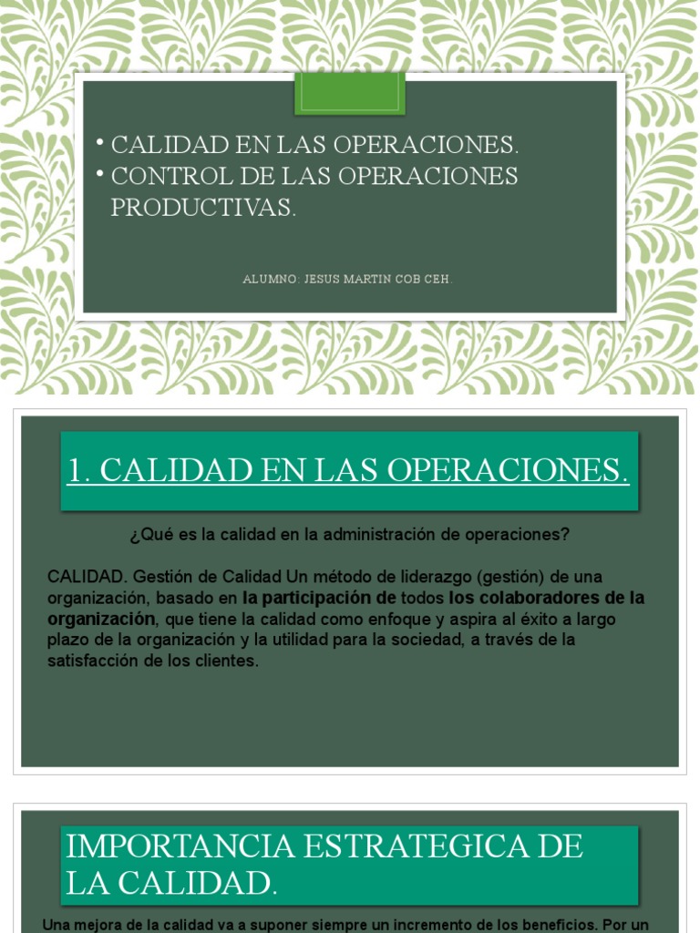 Calidad en Las Operaciones - Control de Las Operaciones Productivas - Jesus Martin Cob Ceh ...
