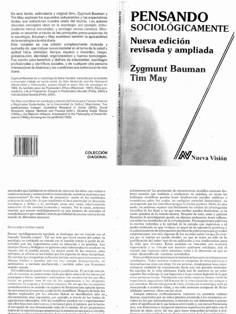 Pensando - Sociologicamente. Bauman | PDF | Sociología | Experiencia