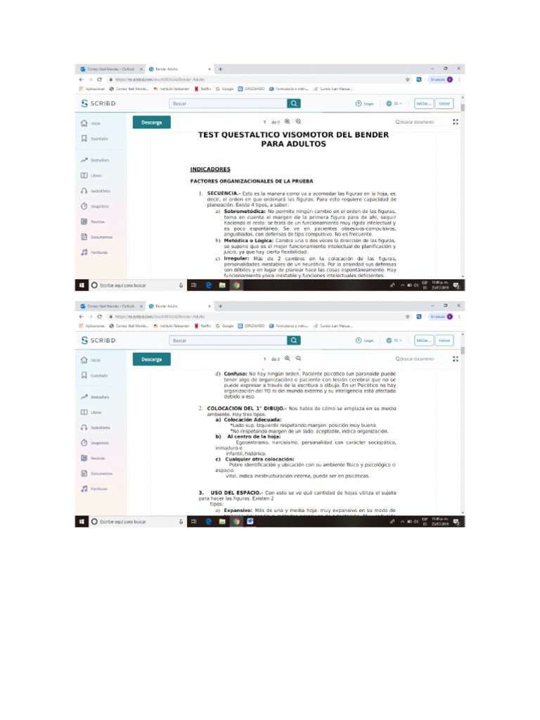 Interpretacion de Bender | PDF