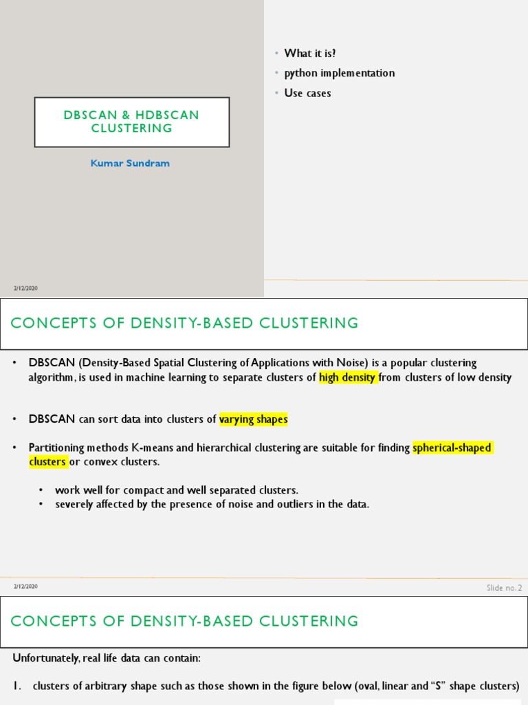 20 - 1 - ML - Unsup - 03 - Dbscan Hdbscan | PDF | Cluster Analysis ...