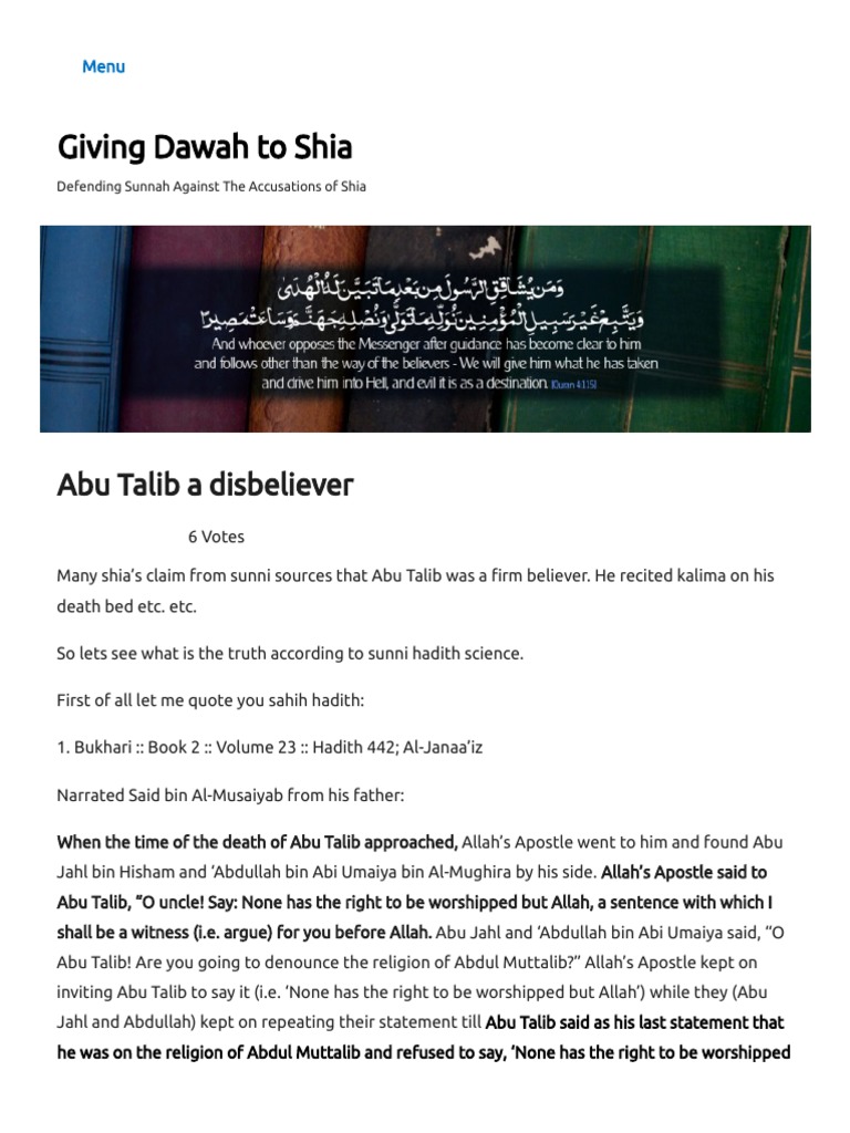 Abu Talib A Disbeliever - Giving Dawah To Shia | PDF | Shia Islam | Muhammad