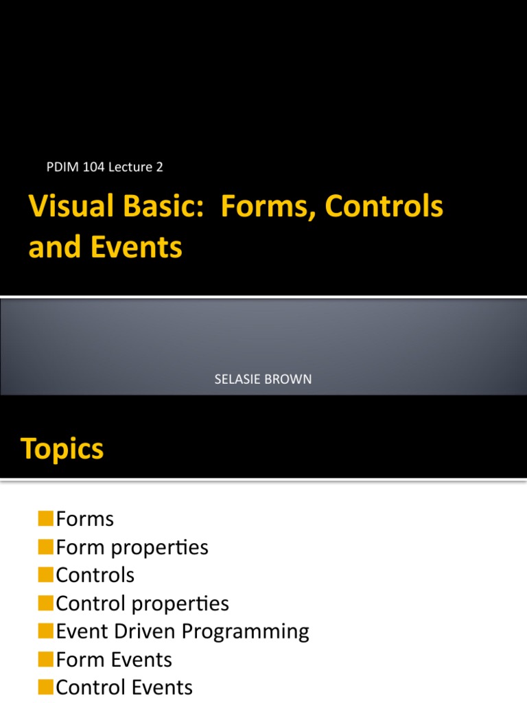 PDIM 104 Week03 Forms Controls and Events | PDF | Button (Computing ...