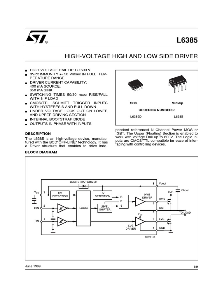 High-Voltage High and Low Side Driver: Description | PDF | Mosfet ...