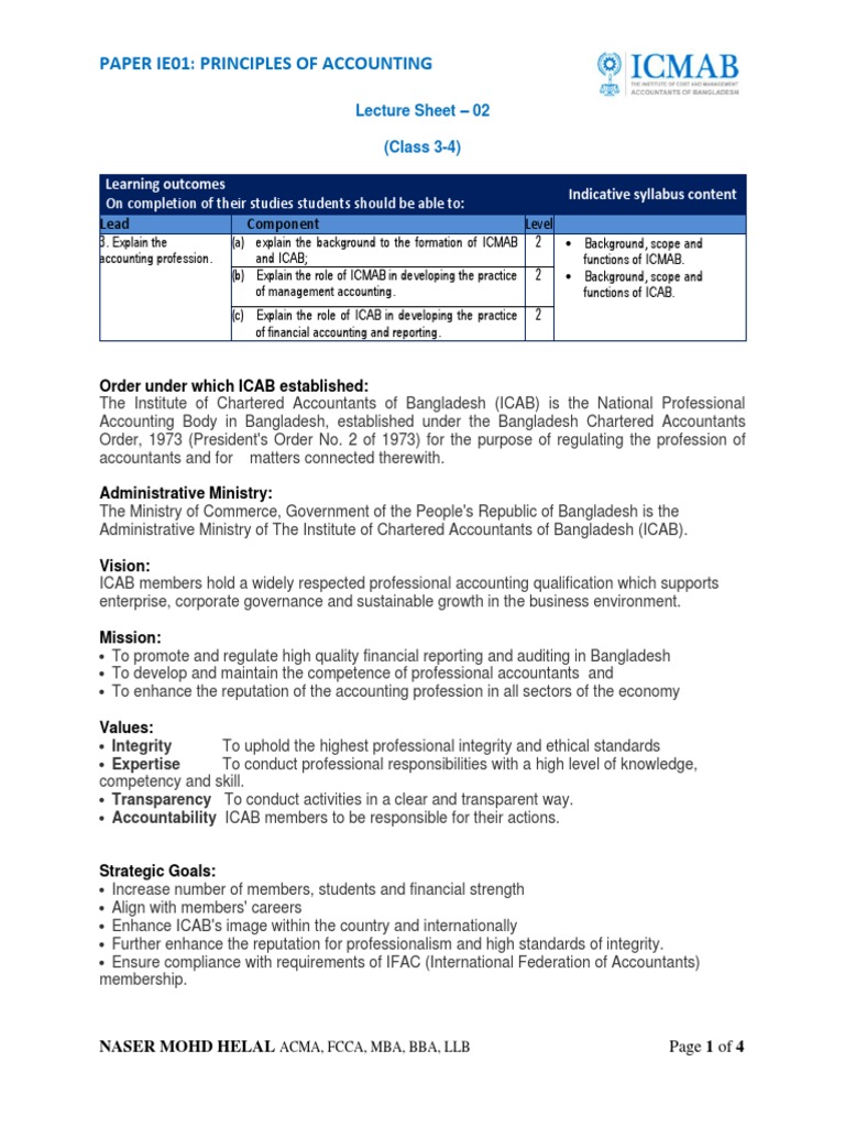 IE01-PAC Lecture Sheet 02 (Class 3-4) | Download Free PDF | Accounting ...