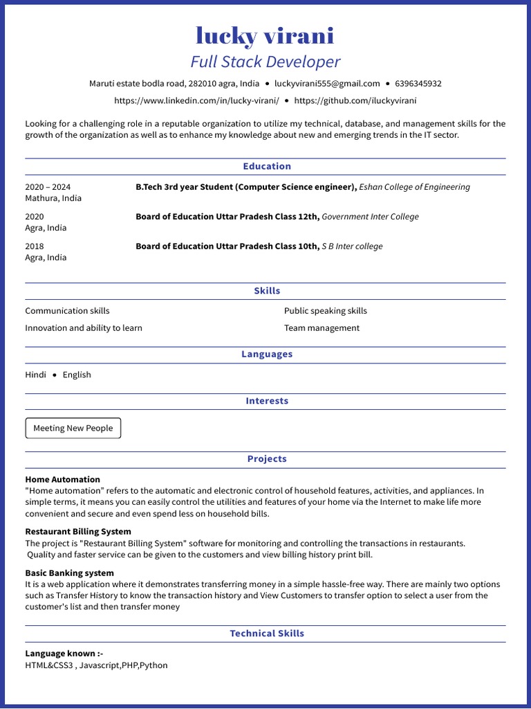 Lucky Virani Resume 01 12 2022 11 56 38 Pdf Home Automation Automation 