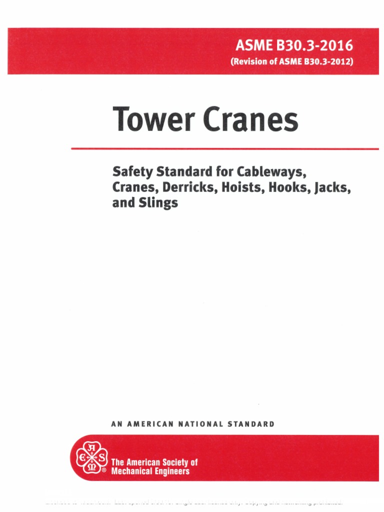 B30.3 Tower Cranes | PDF