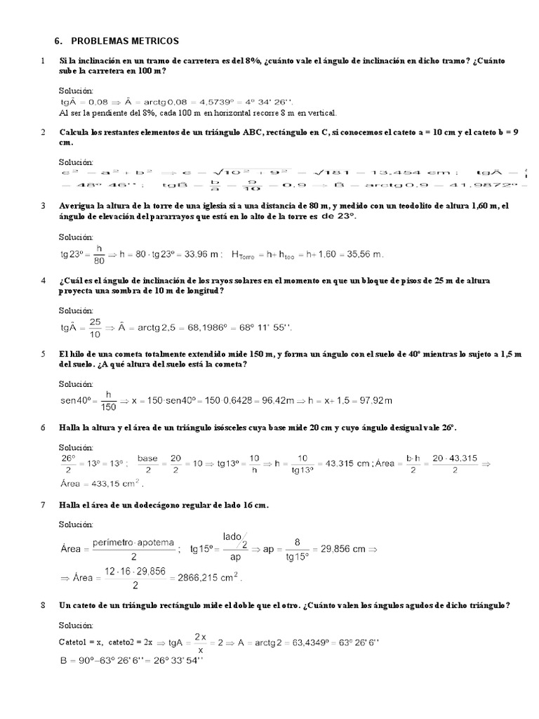 Problemas Metricos | PDF | Triángulo | Volumen