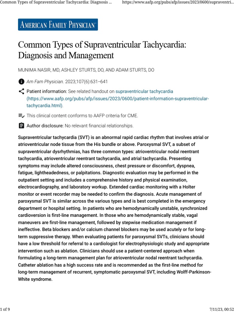 Common Types of Supraventricular Tachycardia - Diagnosis and Management ...