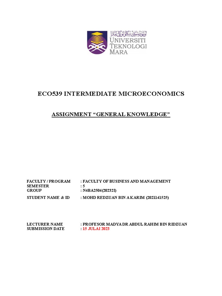 Eco539 Intermediate Microeconomics | PDF | Microeconomics | Demand