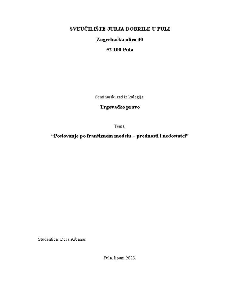 Seminar - Trgovačko Pravo | PDF