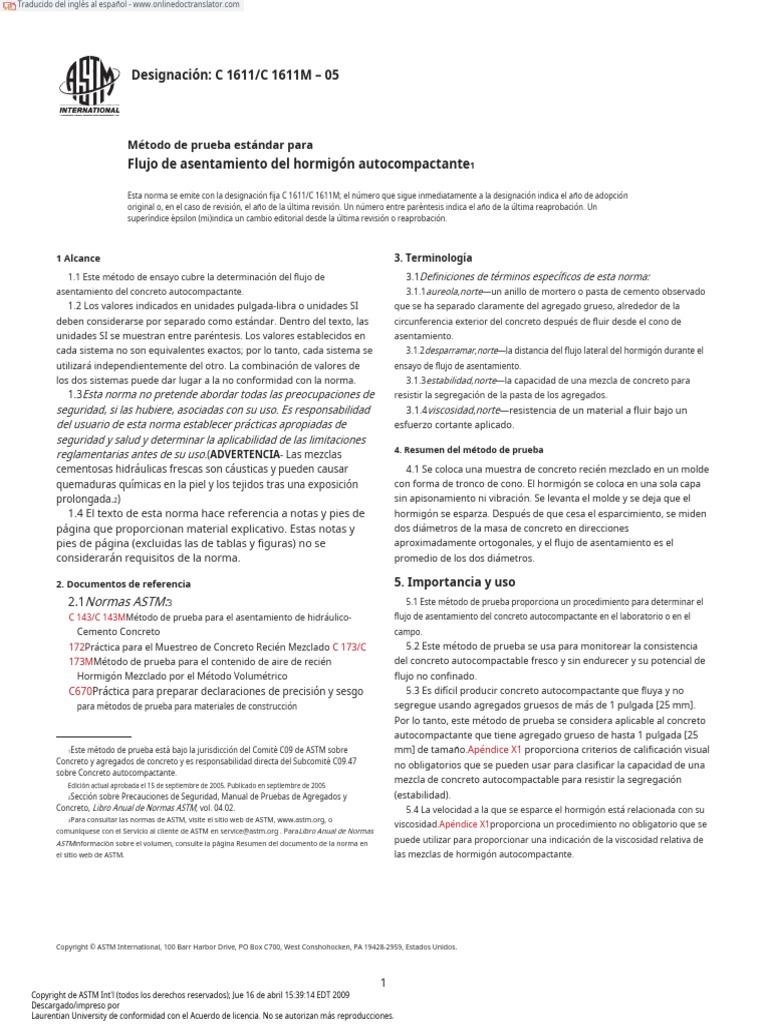 ASTM C1611 Español | PDF | Hormigón