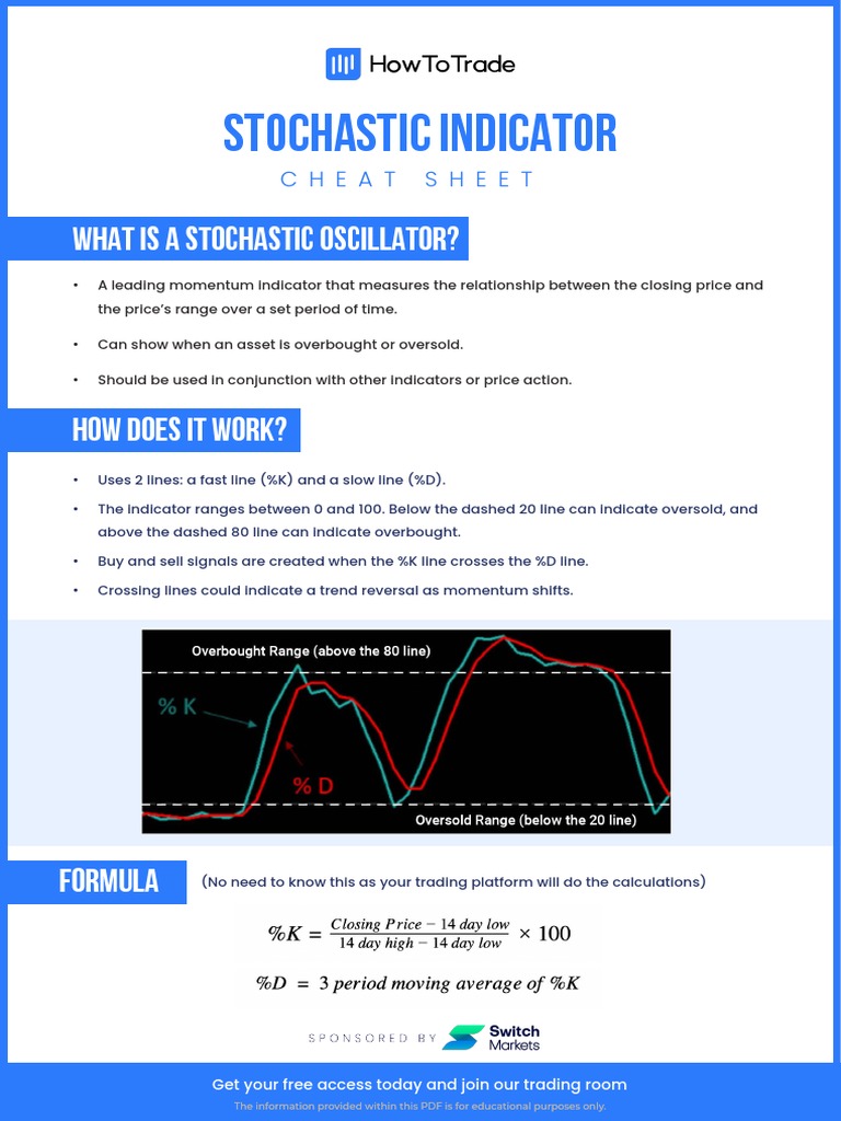 Stochastic Oscillator Cheat Sheet | PDF