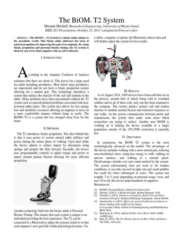 BiOM T2 | Download Free PDF | Prosthesis