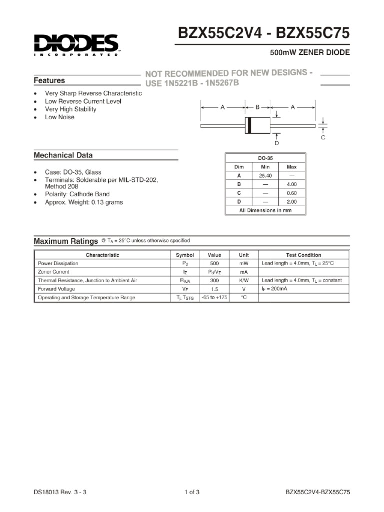 tabla de diodos zener | PDF