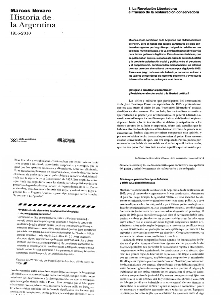 Marco Novaro - Historia de La Argentina 1955-2010 | PDF