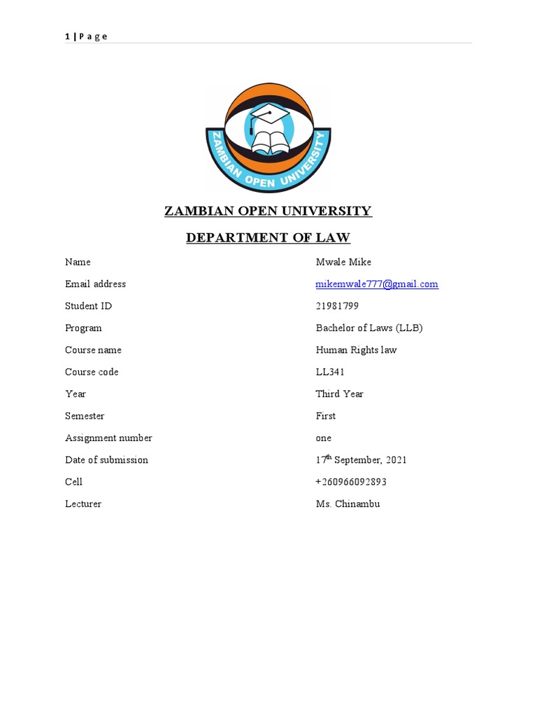 Human Rights Assignment ZAOU.. | PDF | Habeas Corpus | Natural Law