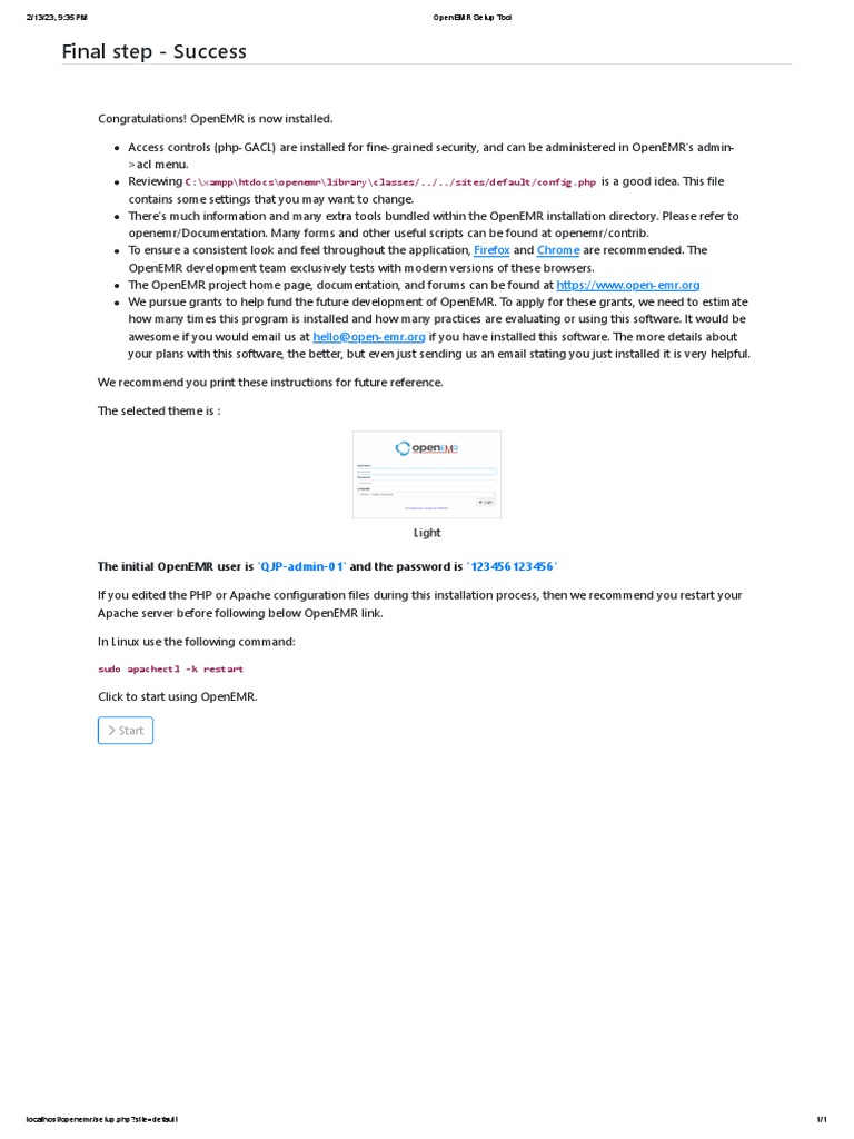 OpenEMR Setup Tool | PDF | Apache Http Server | Cyberspace