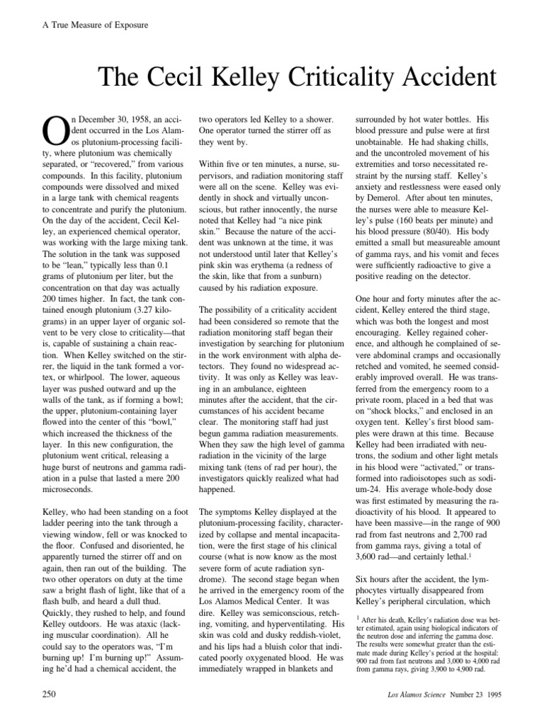 The Cecil Kelley Criticality Accident | PDF | Plutonium | Radioactivity