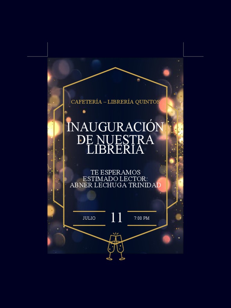 Invitaciones A La Inauguracion de Cafeteria Librerias Quintos Verdadero | PDF